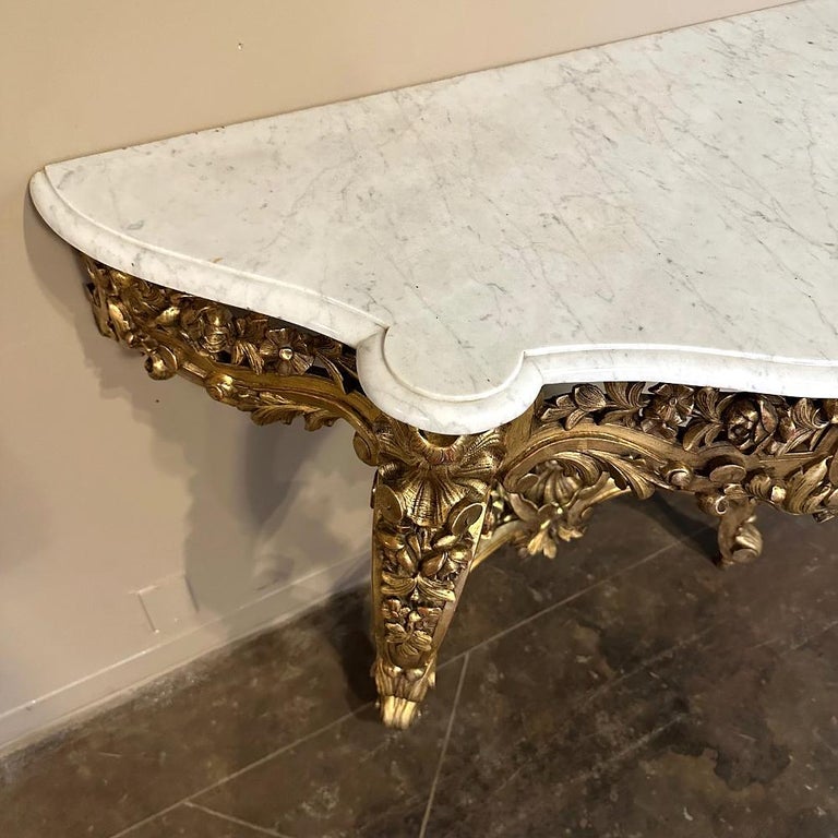 19th Century French Louis XIV Giltwood Console with Carrara Marble Top ...