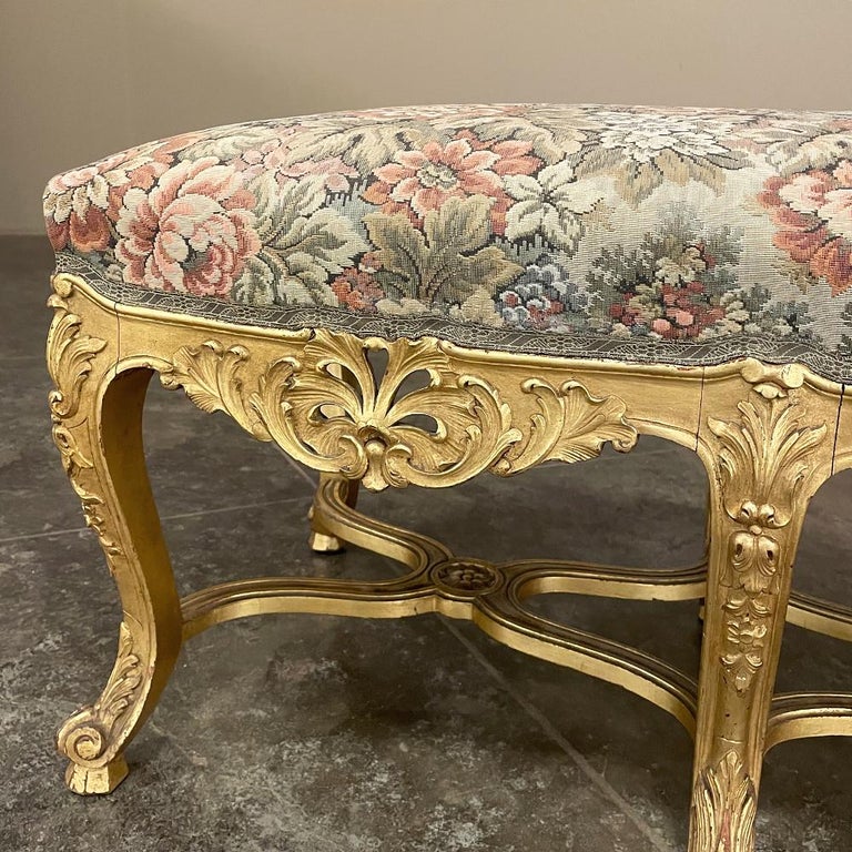 19th Century French Louis XIV Giltwood Vanity Bench with Tapestry For ...