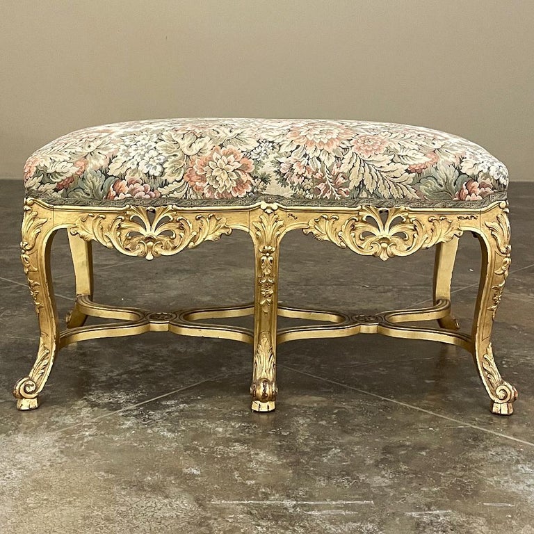 19th Century French Louis XIV Giltwood Vanity Bench with Tapestry For ...