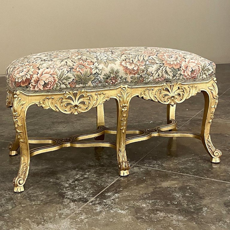 19th Century French Louis XIV Giltwood Vanity Bench with Tapestry For ...