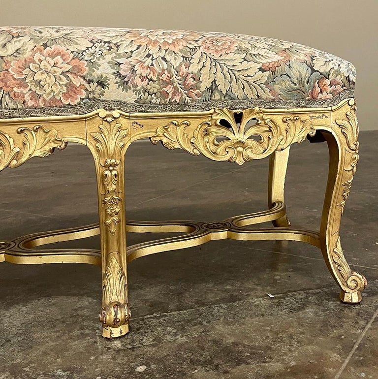 19th Century French Louis XIV Giltwood Vanity Bench with Tapestry For ...