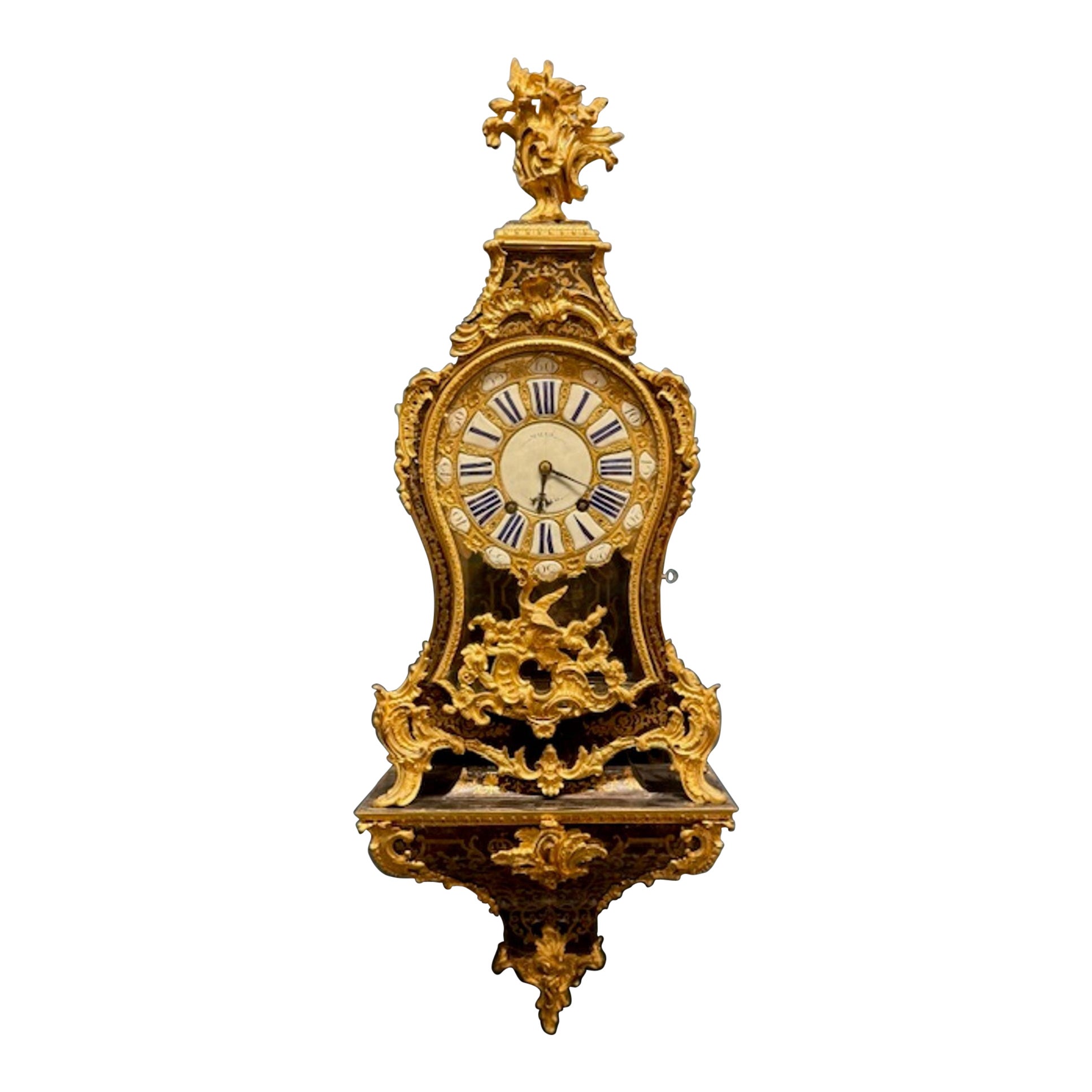 Boulle Style Table Clock by Kienzle, Wood and Brass, Early 20th Century ...