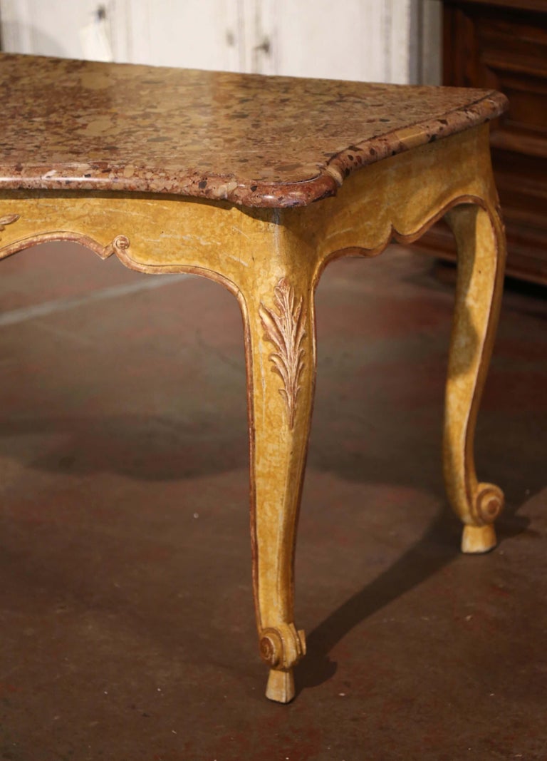 19th Century French Louis XV Provencal Marble Top Carved Painted ...