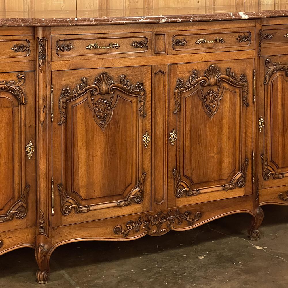 19th Century French Louis XV Serpentine Walnut Marble Top Buffet For ...