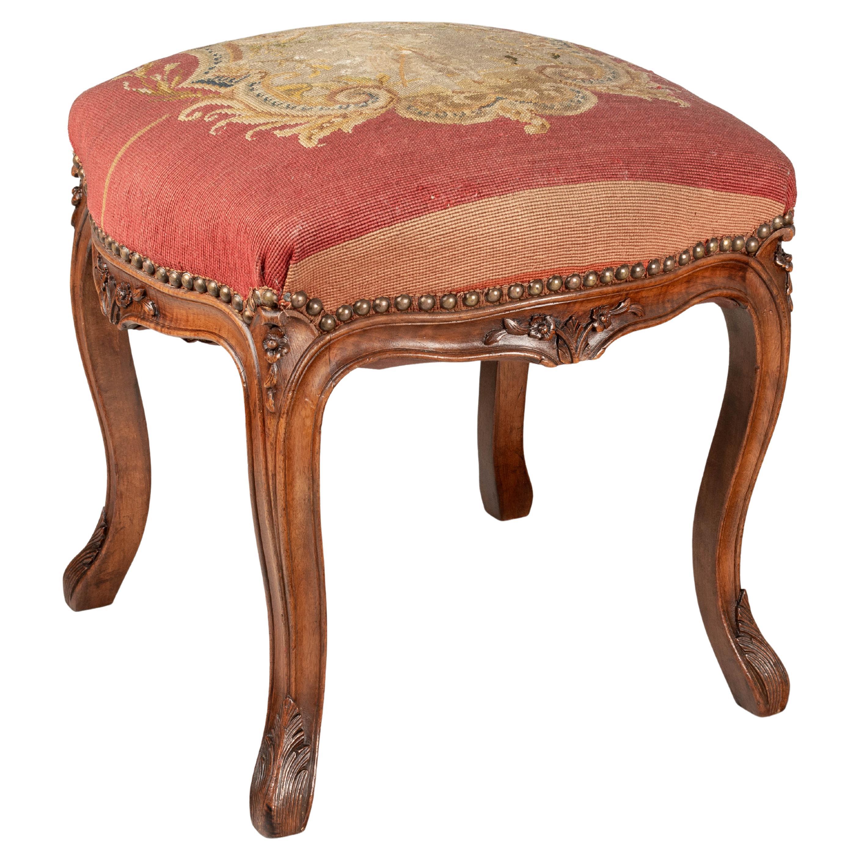 19th Century French Carved Oak Stool Bench Louis XV Style Tabouret ...