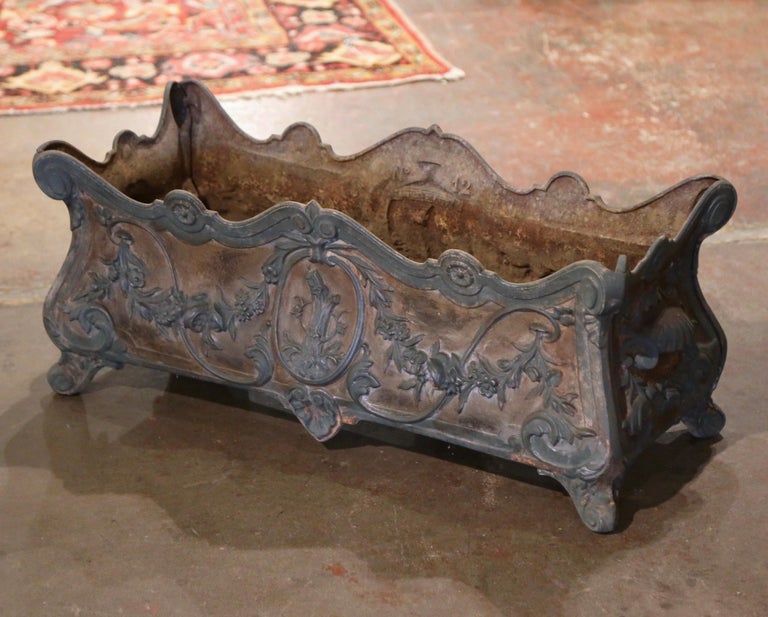 19th Century French Louis XV Weathered Iron Outdoor Planter Box ...