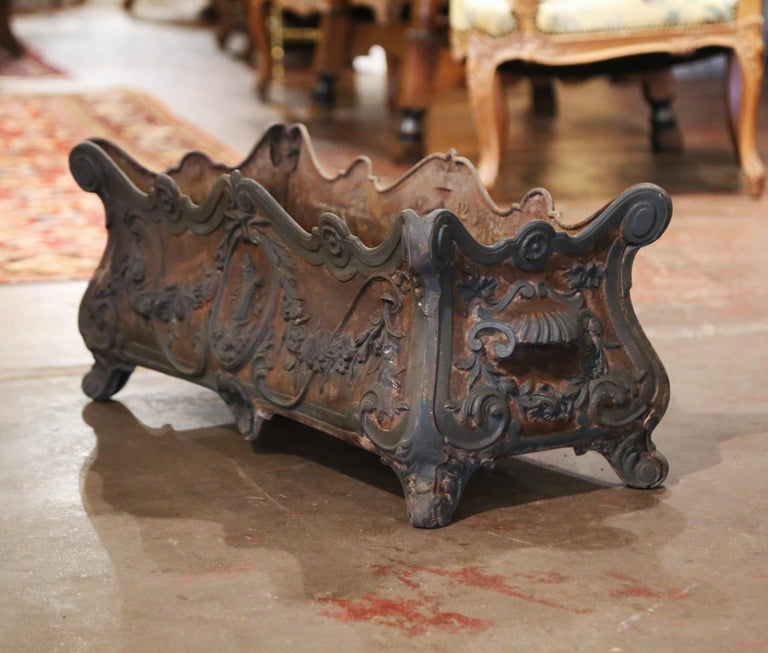 19th Century French Louis XV Weathered Iron Outdoor Planter Box ...