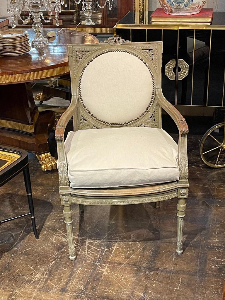 19th Century French Louis XVI Arm Chair For Sale at 1stDibs