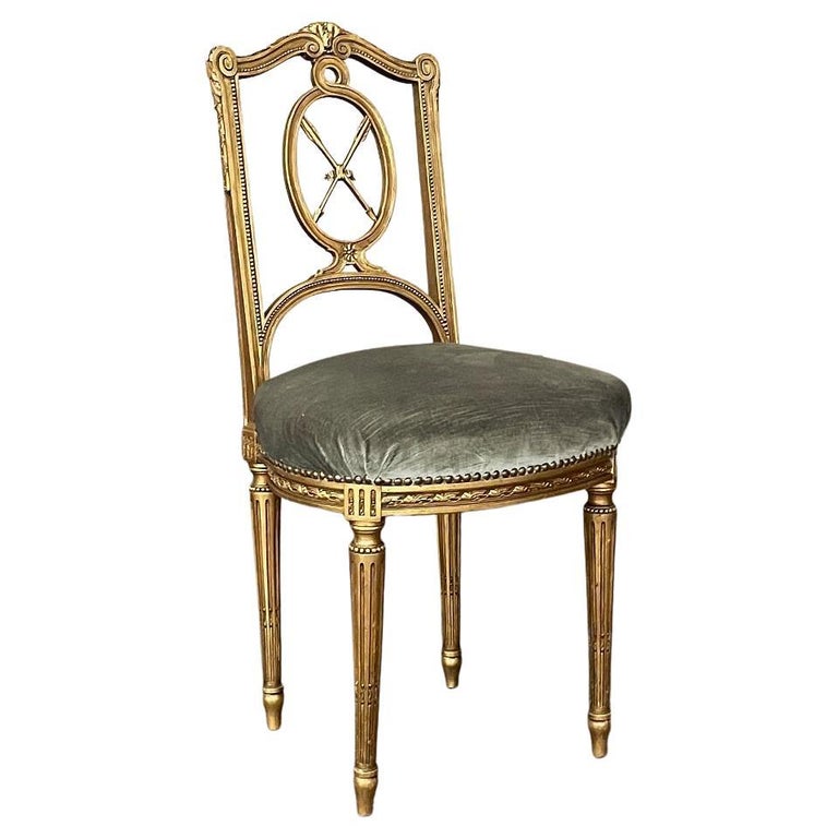 19th Century French Louis XVI Giltwood Salon Chair with Mohair For Sale ...