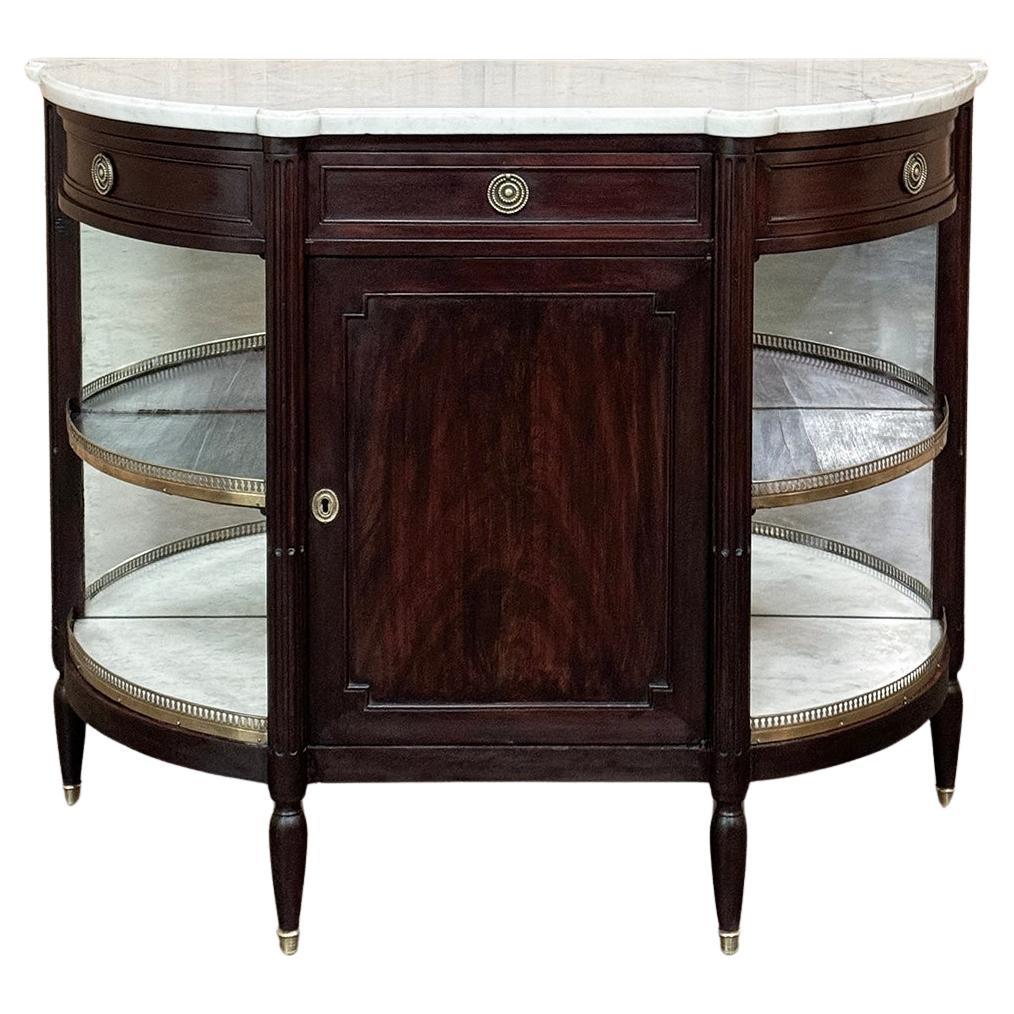 19th Century French Louis XVI Walnut Server with Carrara Marble Top at ...