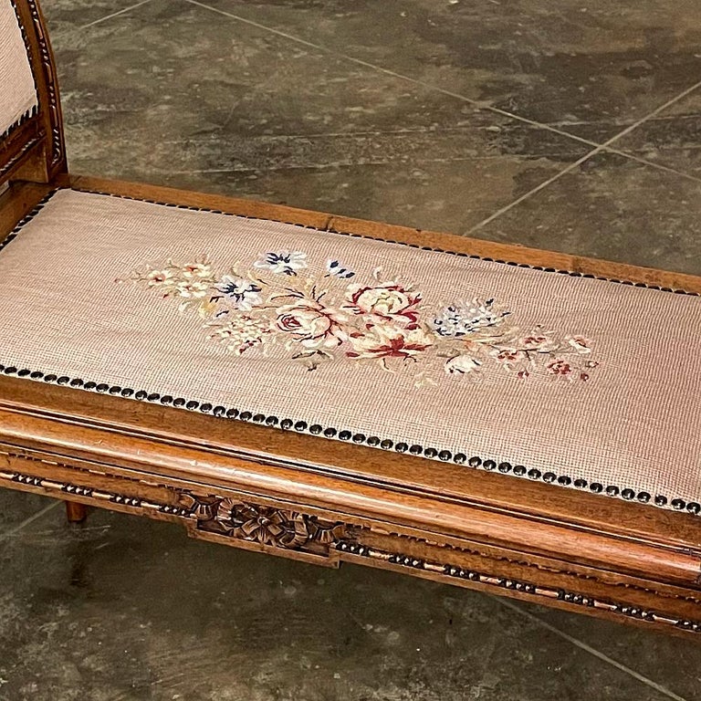 19th Century French Louis XVI Needlepoint Armbench ~ Vanity Bench at ...