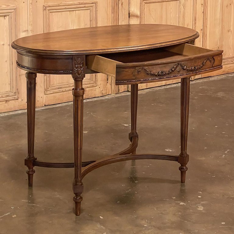 19th Century French Louis XVI Oval Walnut Writing Table ~ End Table For ...