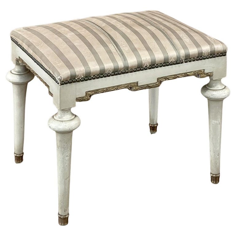 19th Century French Louis XVI Painted Footstool ~ Vanity Bench For Sale ...