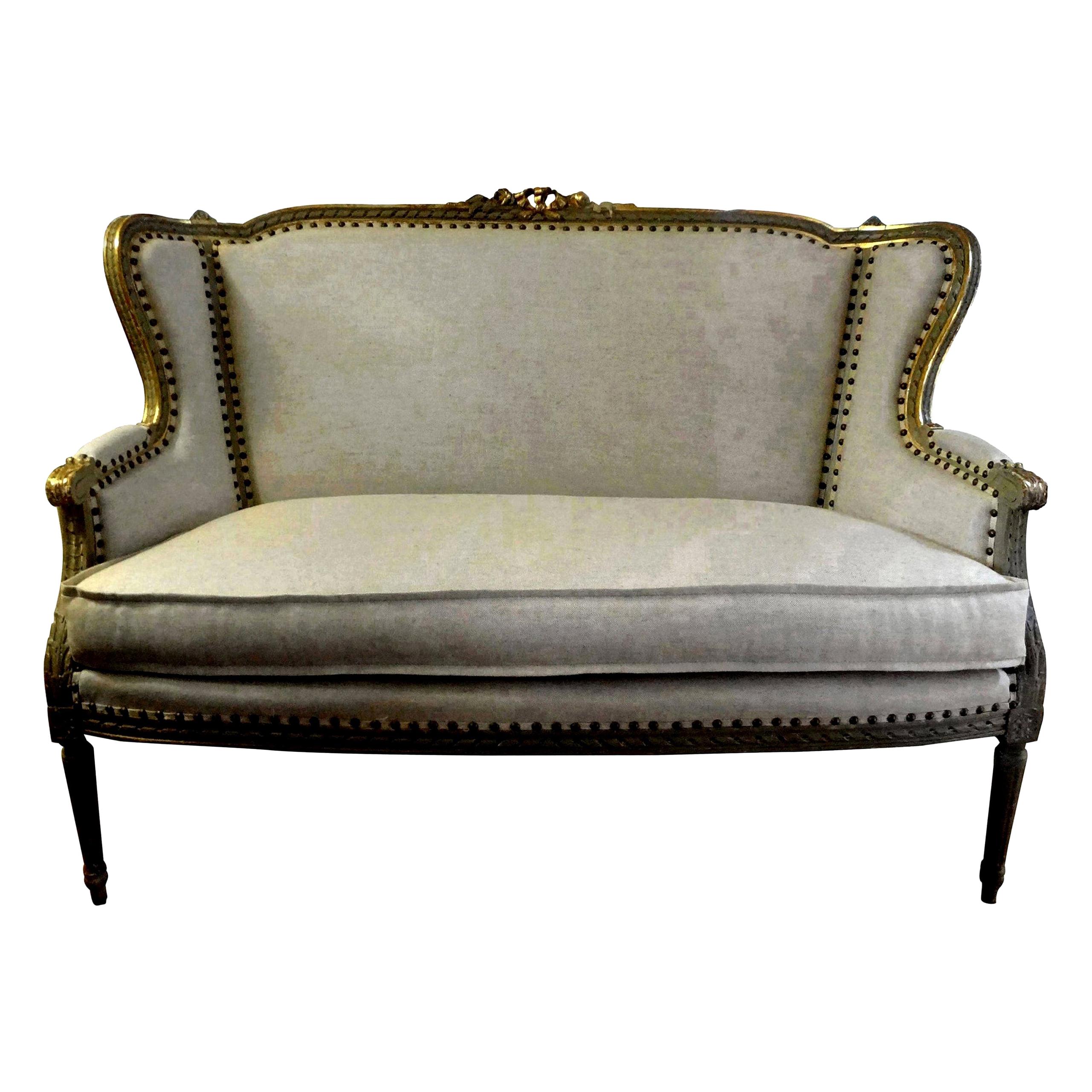 19th Century Louis XVI Style Giltwood Cream White Canapé For Sale at ...
