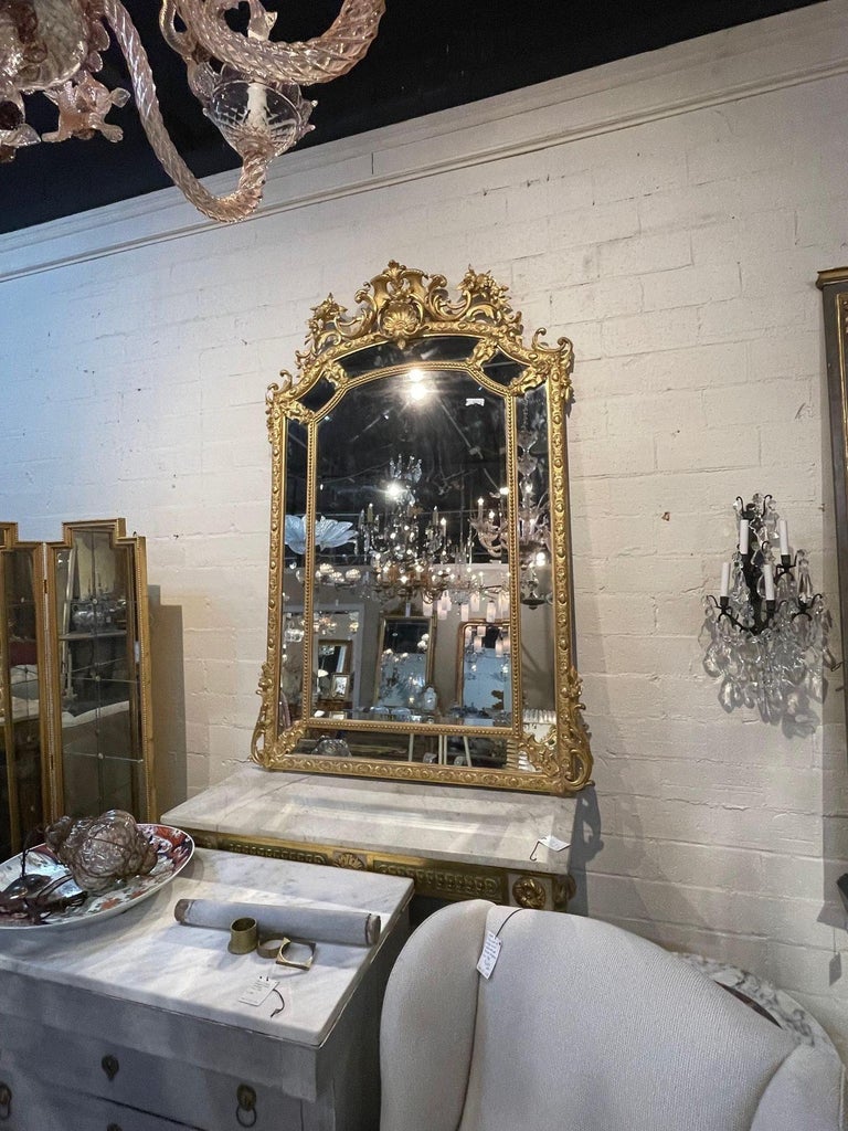 19th Century French Louis XVI Style Carved and Giltwood Mirror For Sale ...