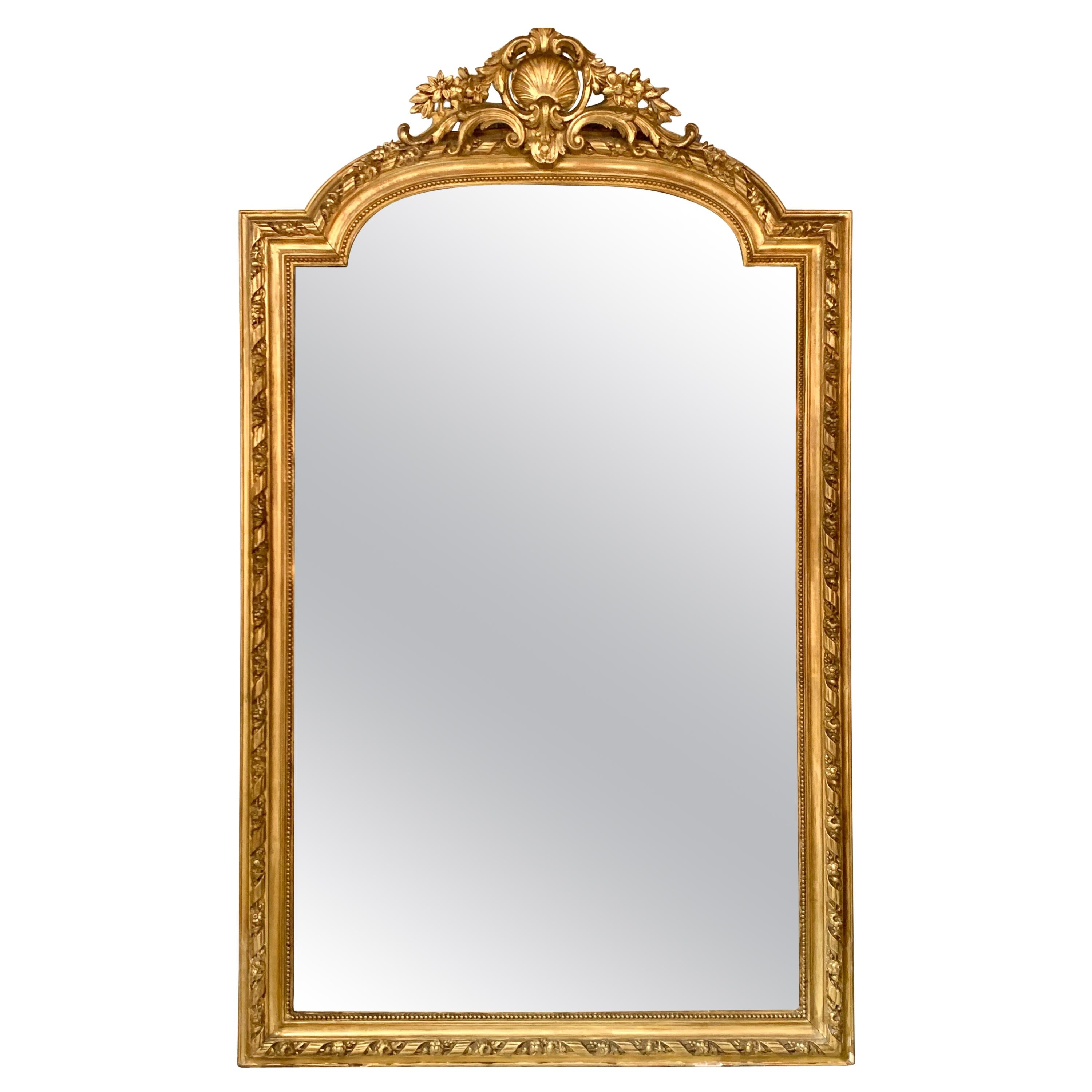 19th Century French Louis XVI Style Carved and Giltwood Mirror For Sale ...