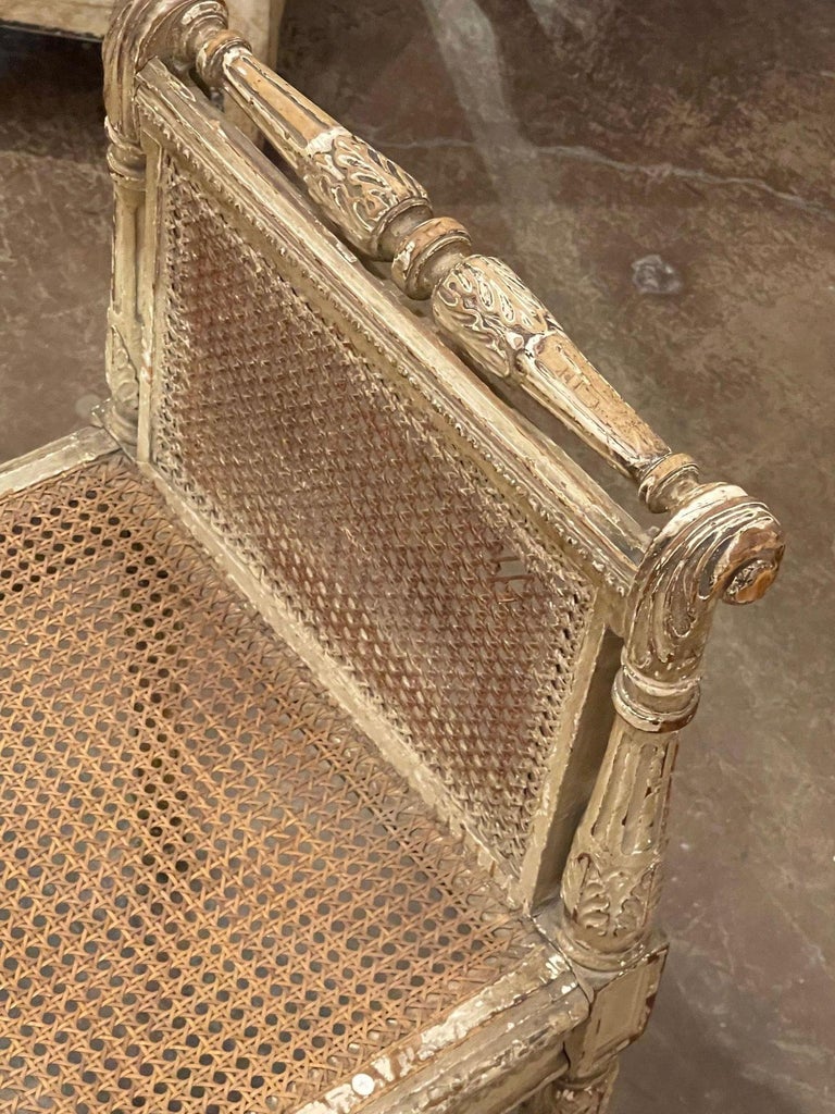 19. Jahrhundert Französisch Louis XVI Stil geschnitzt und gemalt Vanity ...