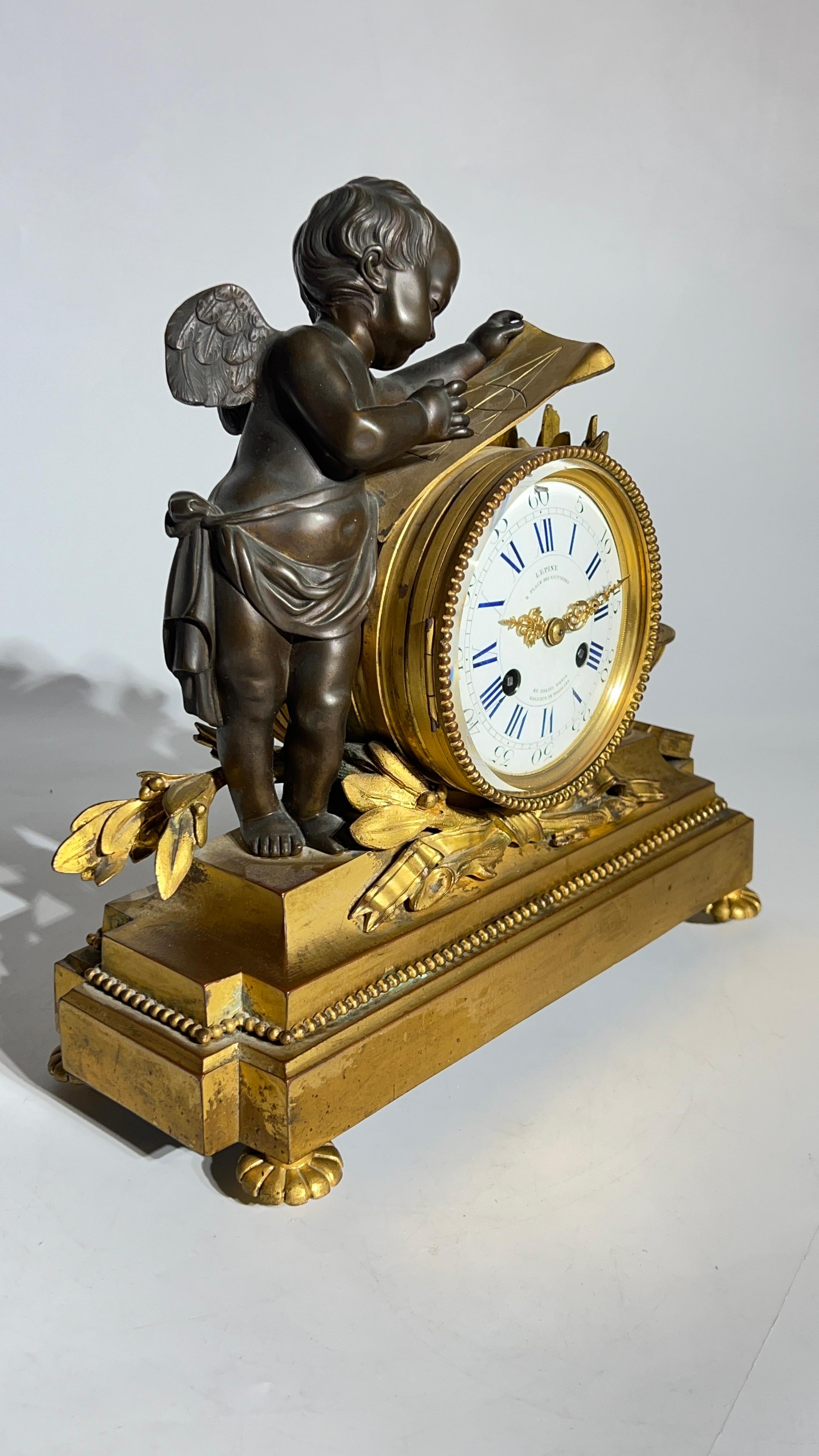 19th Century French Louis XVI Style Figural Gilt Mantel Clock by Lepine ...