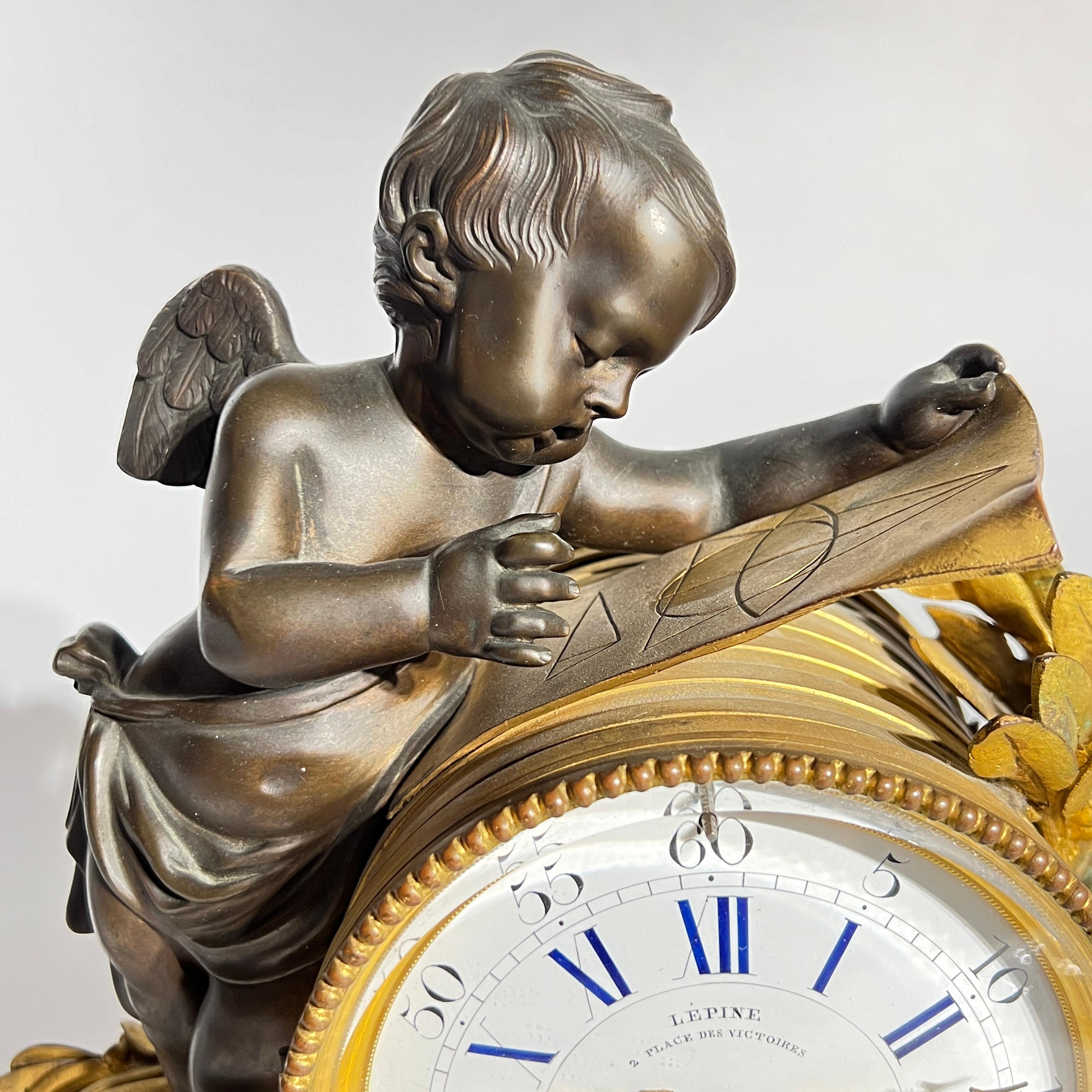 19th Century French Louis XVI Style Figural Gilt Mantel Clock by Lepine ...