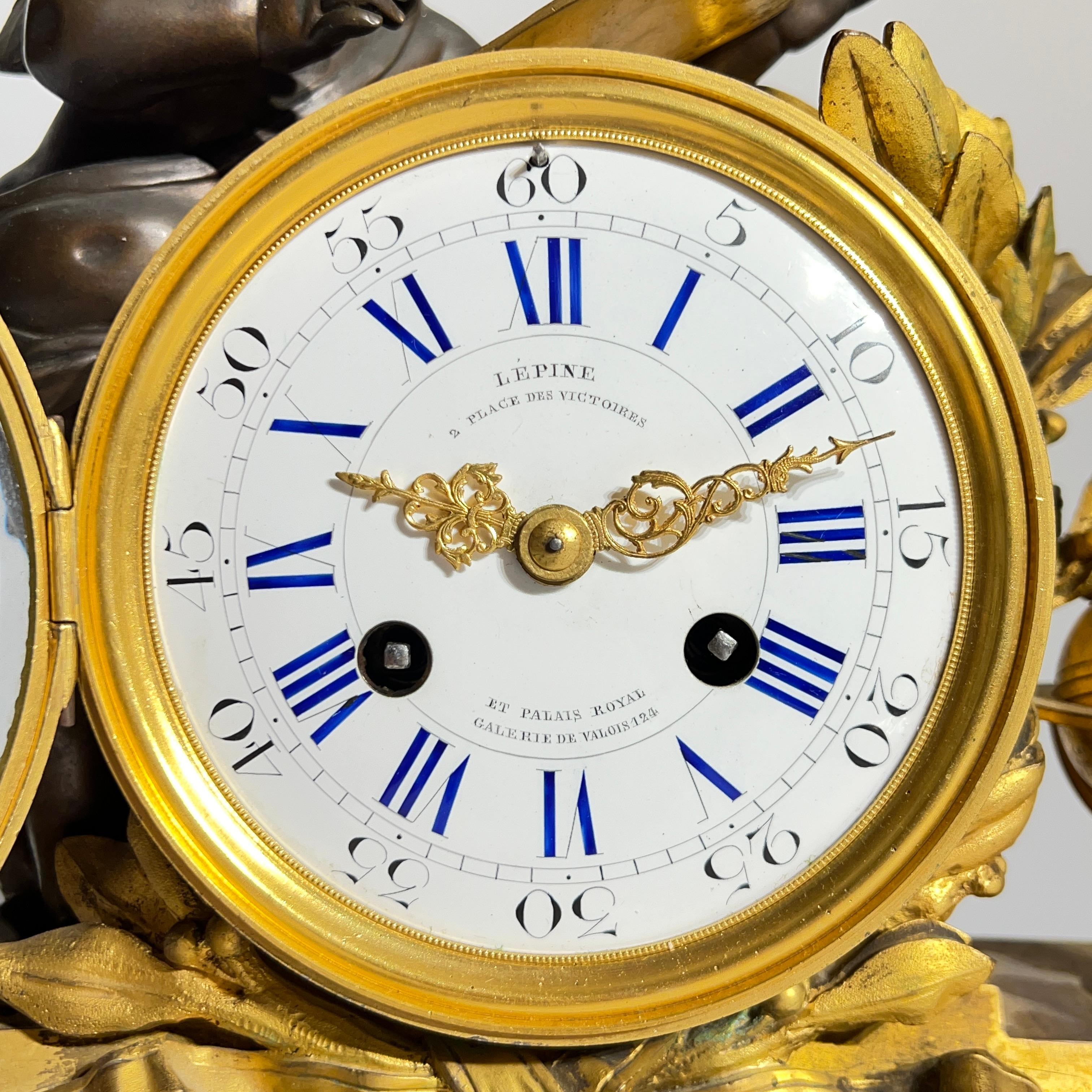 19th Century French Louis XVI Style Figural Gilt Mantel Clock by Lepine ...