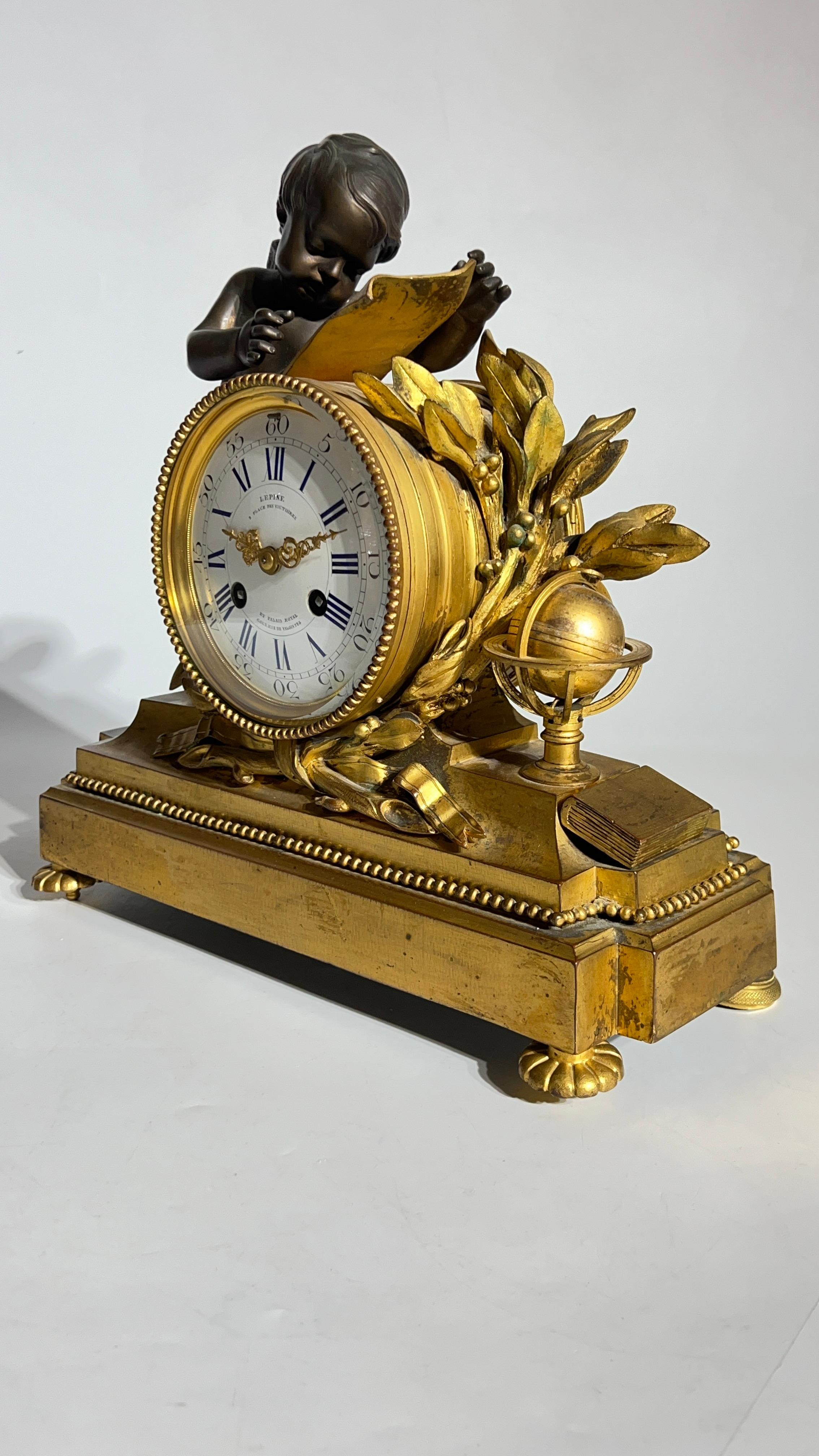 19th Century French Louis XVI Style Figural Gilt Mantel Clock by Lepine ...