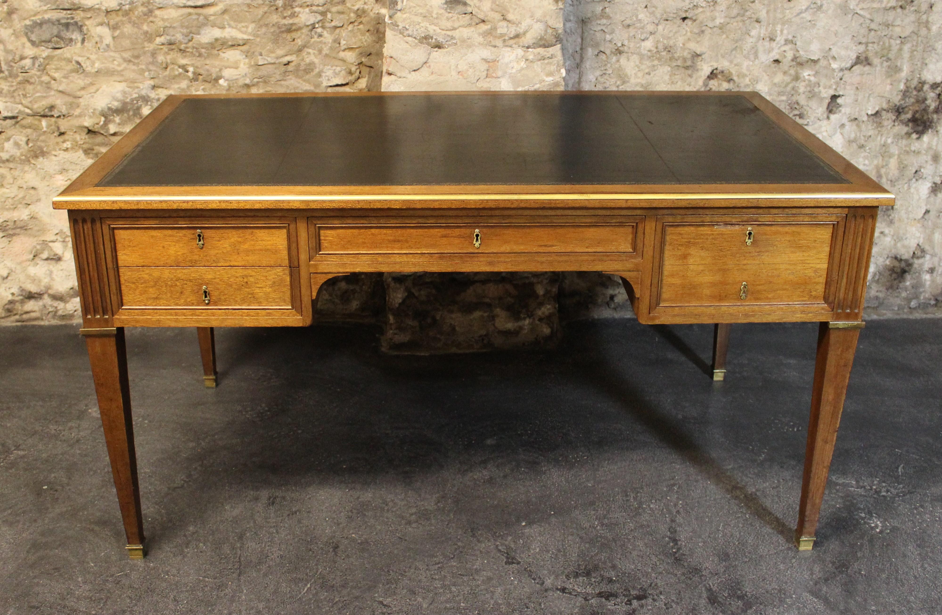 19th Century French Louis XVI Style Four-Drawer Walnut Desk at 1stDibs