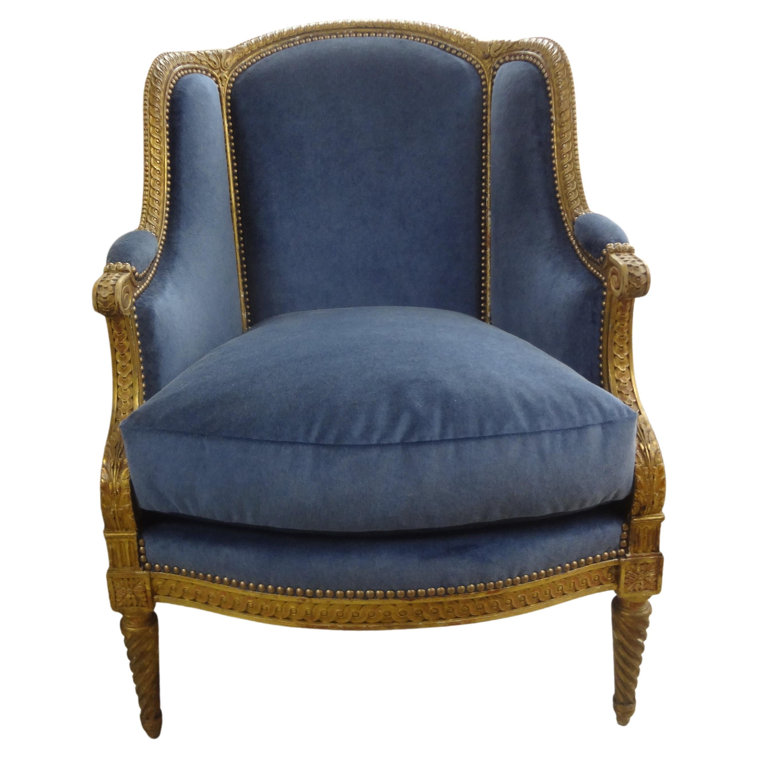 Pair of 19th Century Italian Louis XV Style Bergères For Sale at 1stDibs