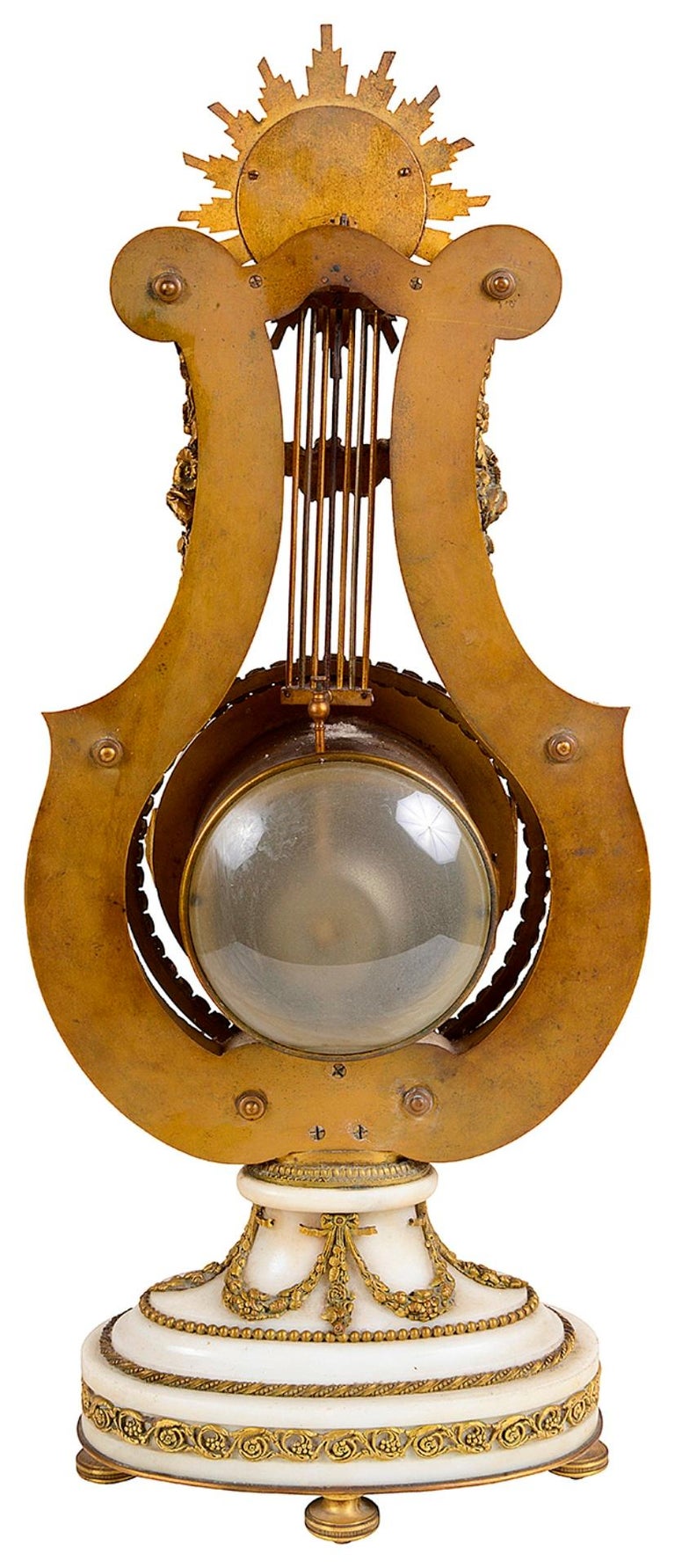 19th Century French Louis XVI Style Lyre Shape Clock For Sale at 1stDibs