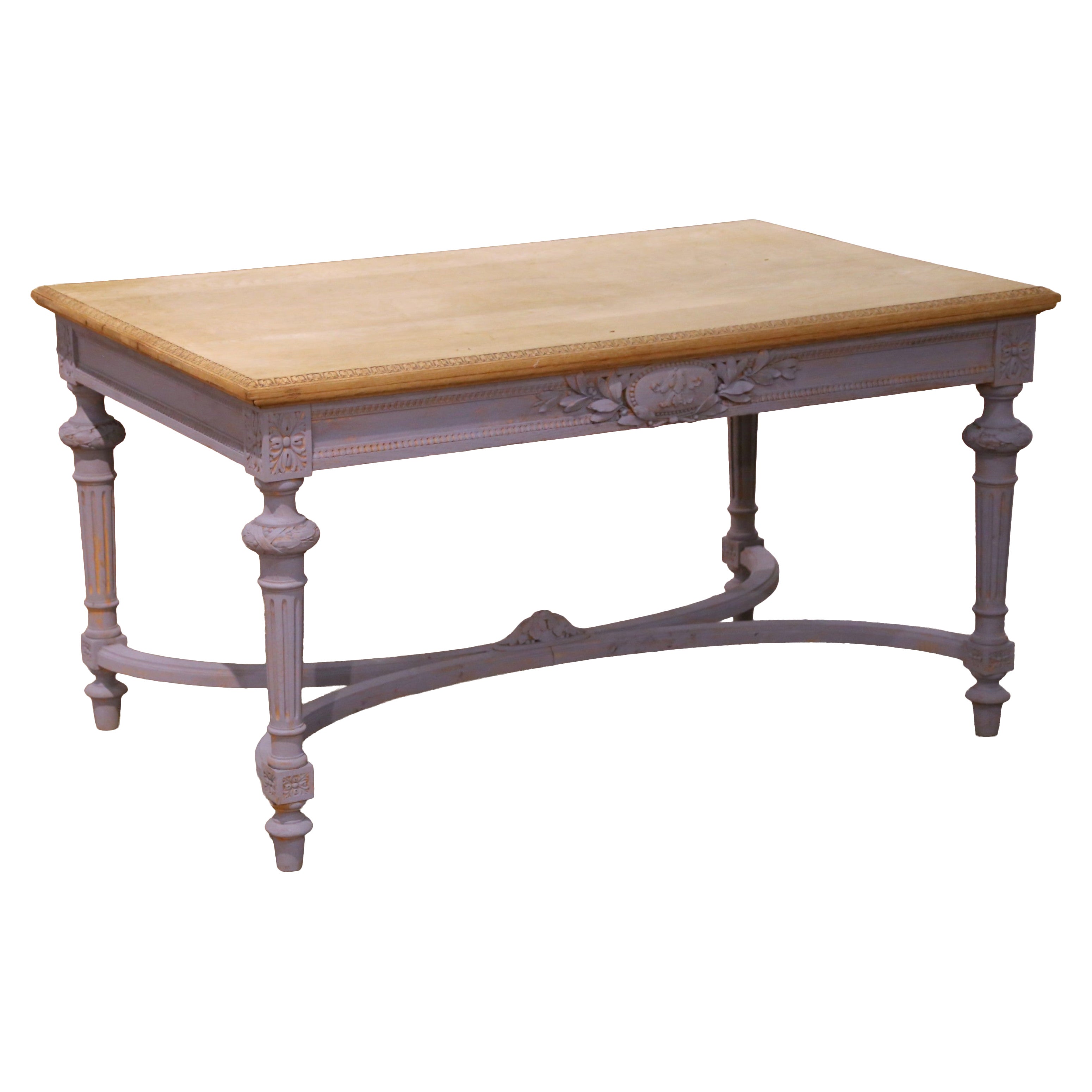 19th Century French Louis XVI Style Painted Oak Writing Desk with ...