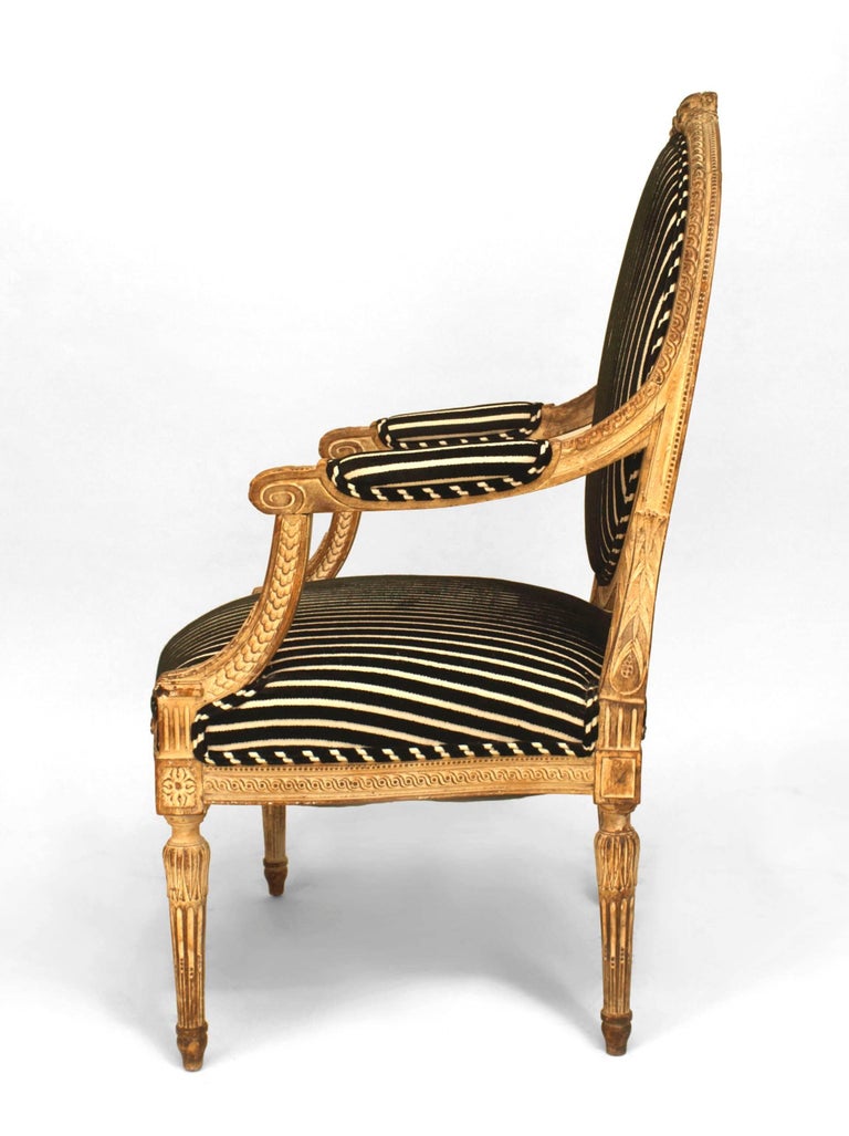 French Louis XVI Striped Arm Chair For Sale at 1stDibs | louis 19th