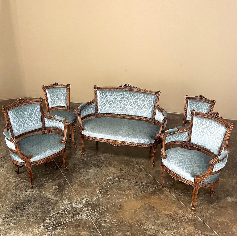 19th Century French Louis XVI Walnut Canape, Sofa For Sale at 1stDibs