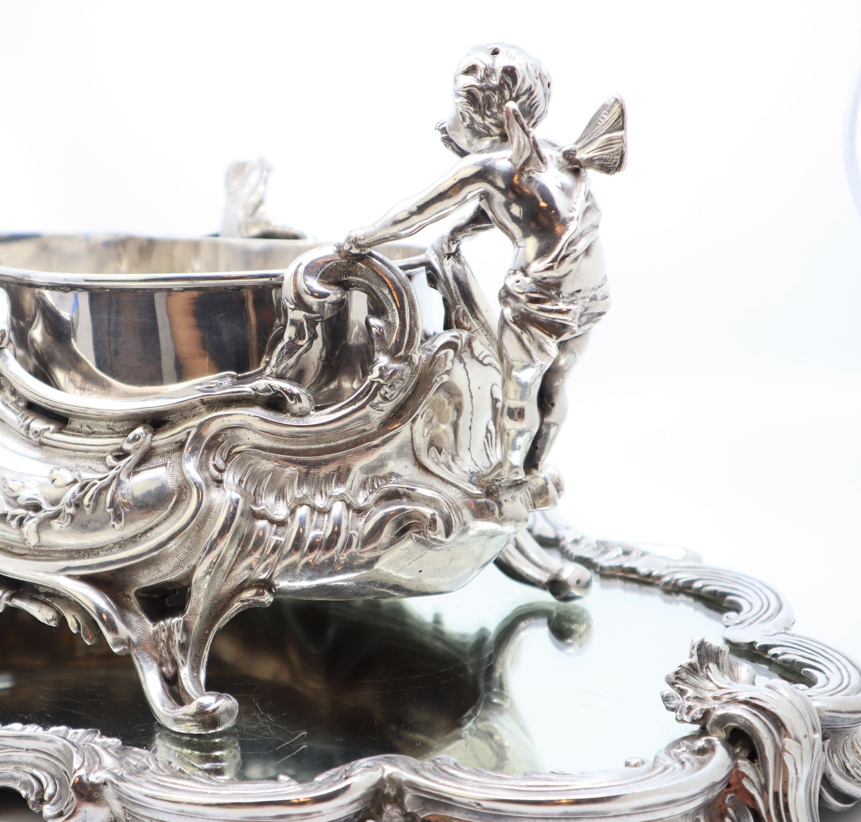 19th Century French, Magnificent Silver Plated Centrepiece with Mirror ...