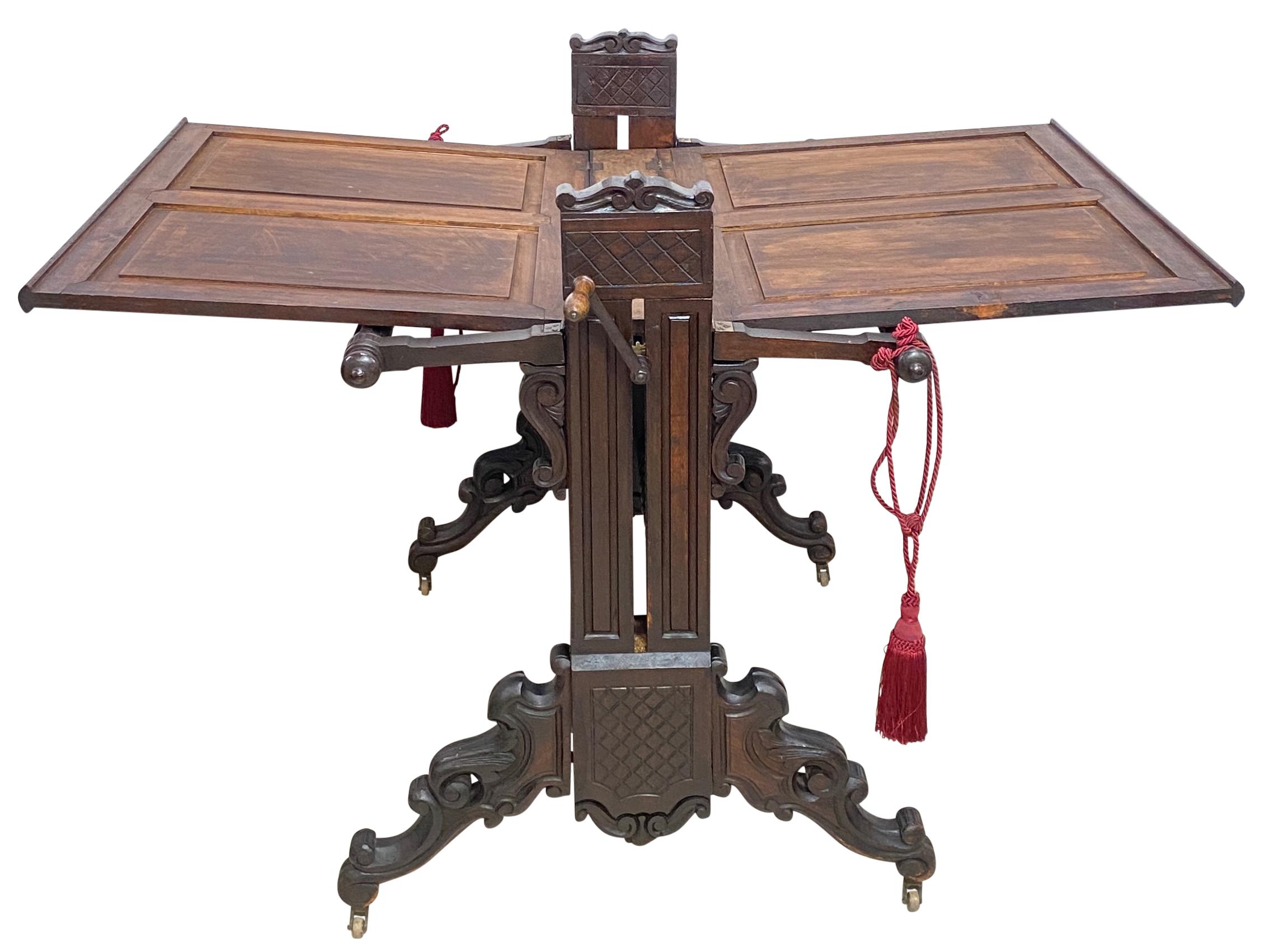 19th Century French Mahogany Gallery Folio Display Stand Rack For Sale ...