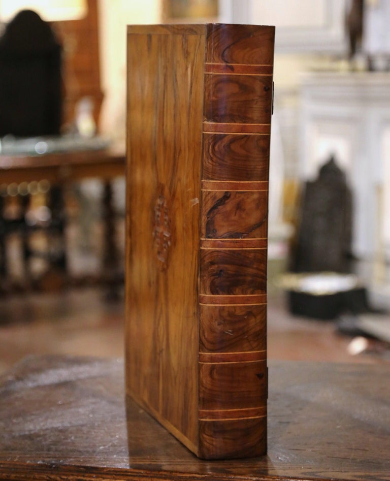 19th Century French Mahogany Marquetry Book-Form Decorative Bible Box ...