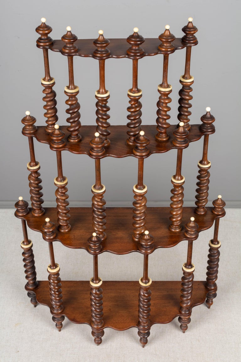 19th Century French Mahogany Turned Spindle Shelf For Sale at 1stDibs