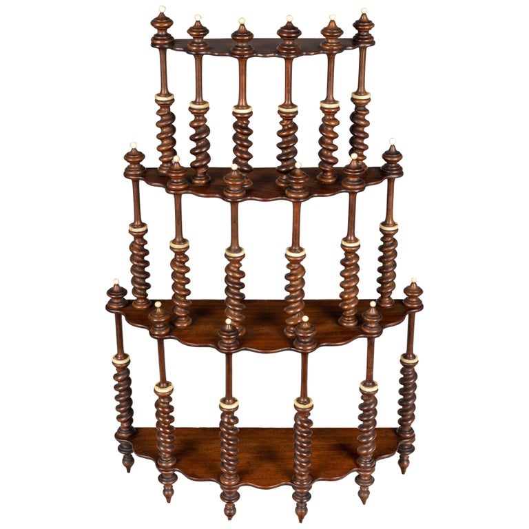 19th Century French Mahogany Turned Spindle Shelf For Sale at 1stDibs