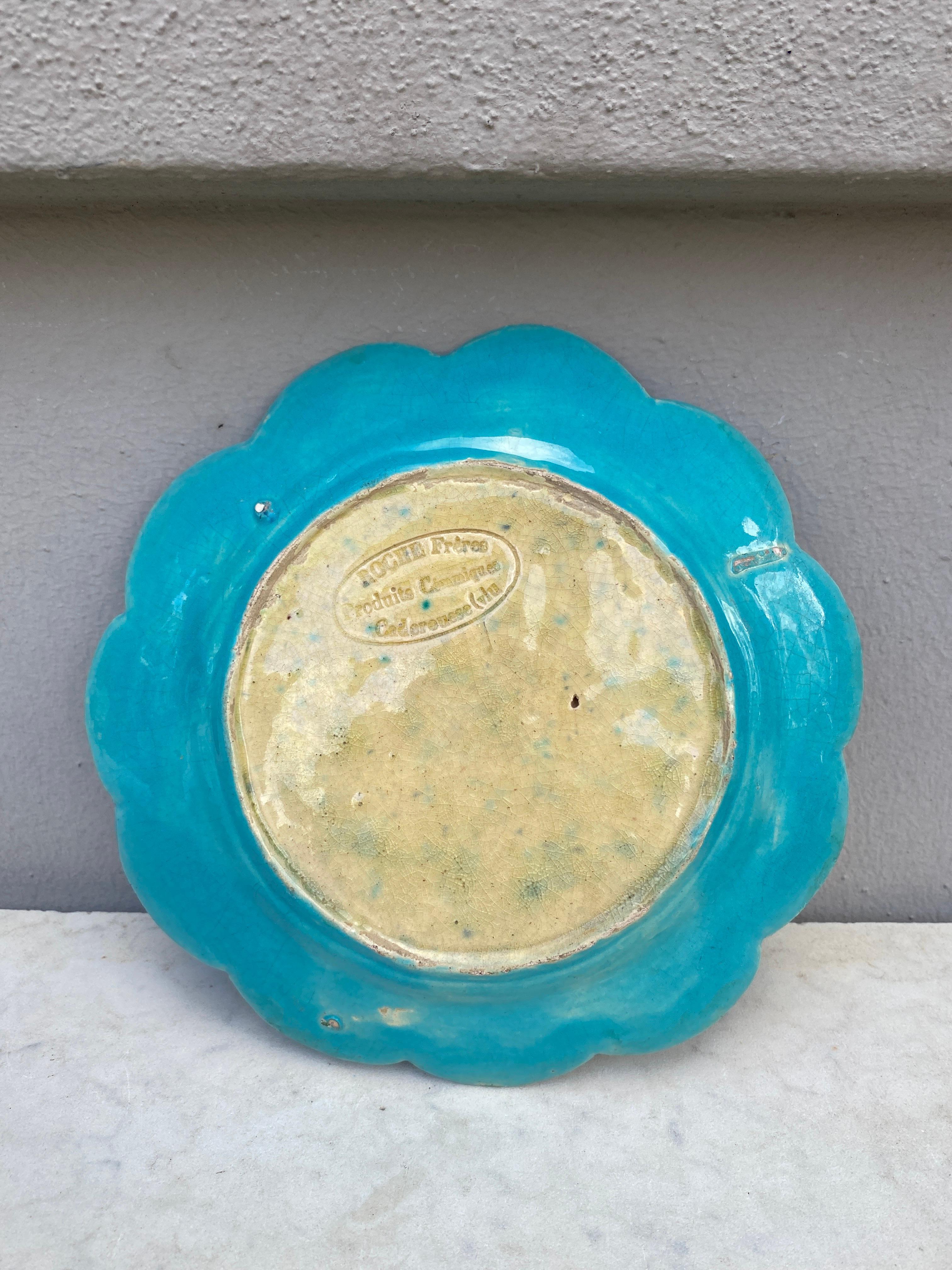 19th Century French Majolica Leaf Plate Roche Freres For Sale at 1stDibs