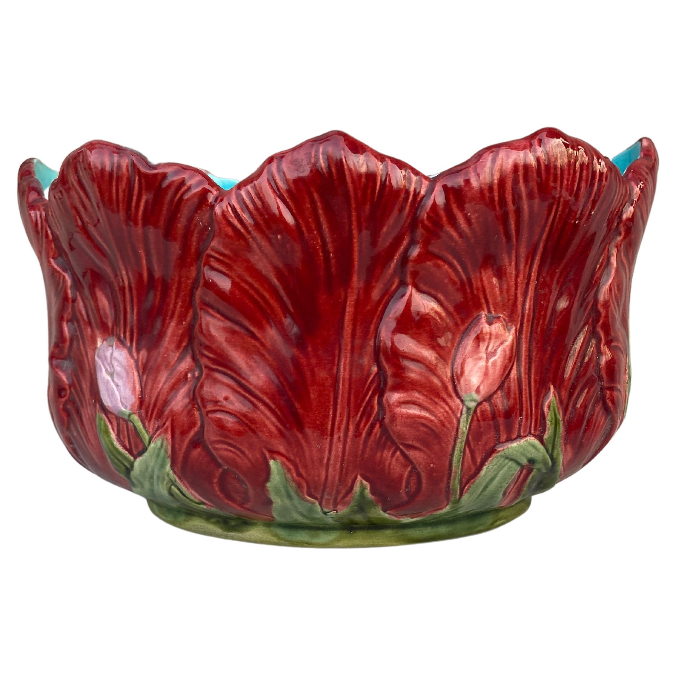 Red and Gilt Metal Cachepot or Magazine Rack/Garden Planter For Sale at ...