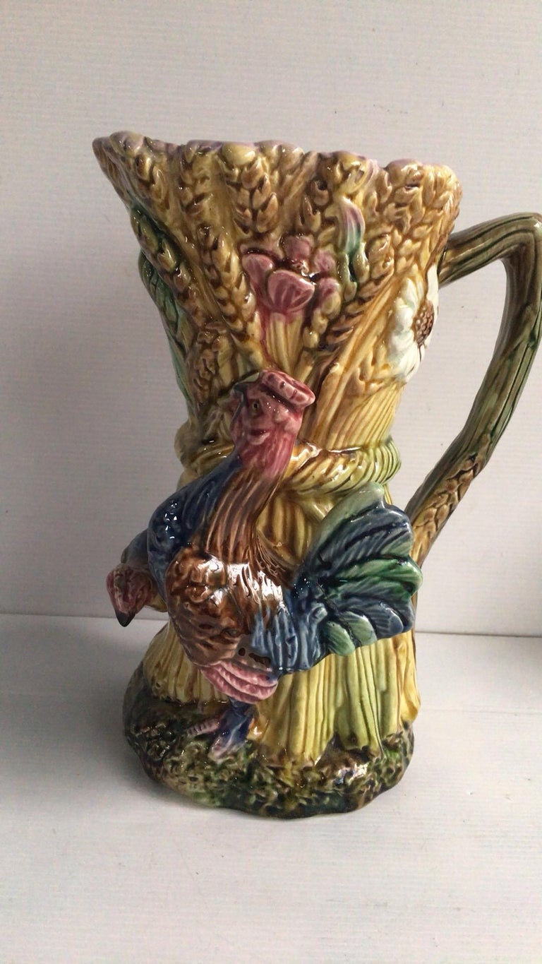 19th Century French Majolica Rooster and Hen Pitcher at 1stDibs ...