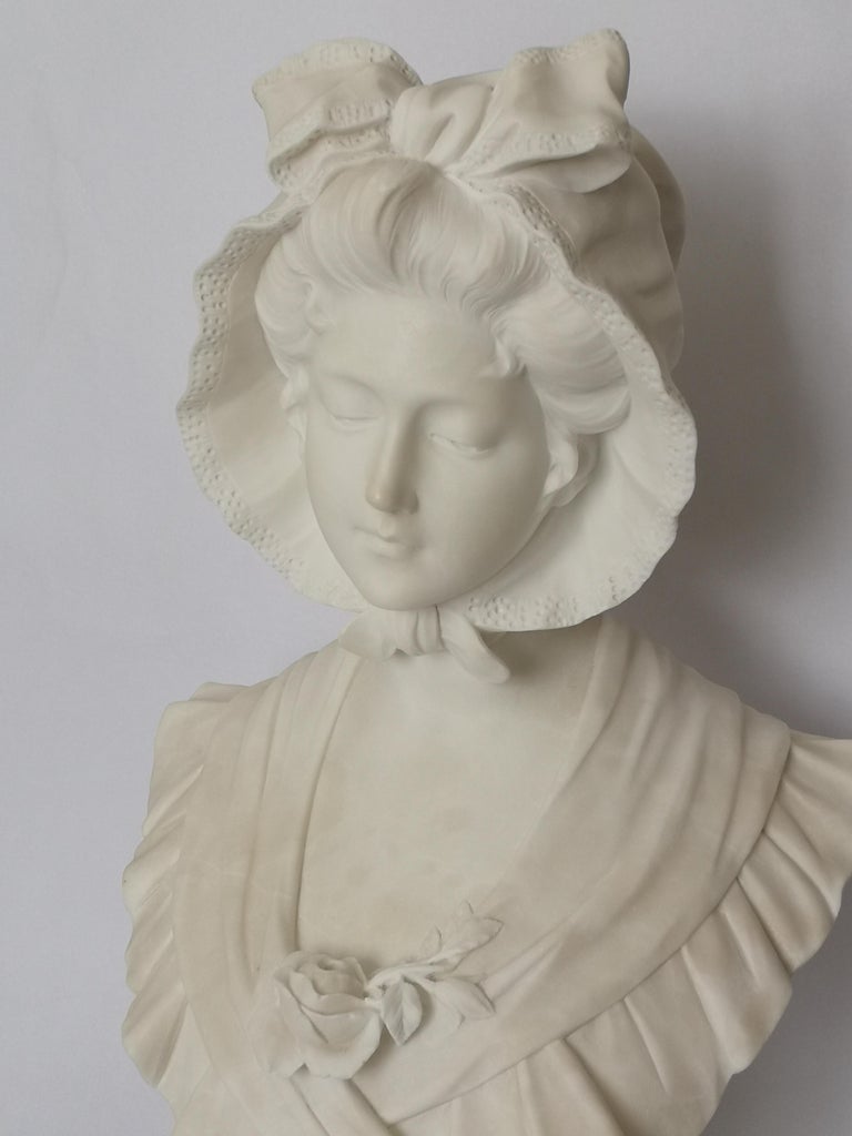 19th Century French Marble Bust of a Girl For Sale at 1stDibs