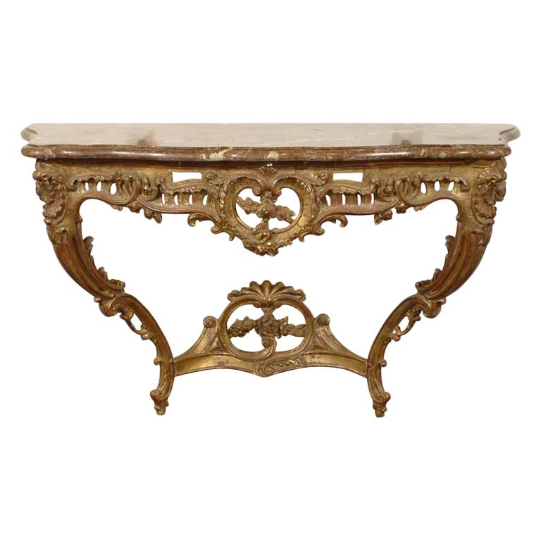 French Rococo Style Console Table at 1stDibs