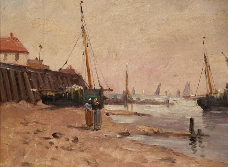 19th Century French Marine Scene Oil on Canvas Painting Signed J ...
