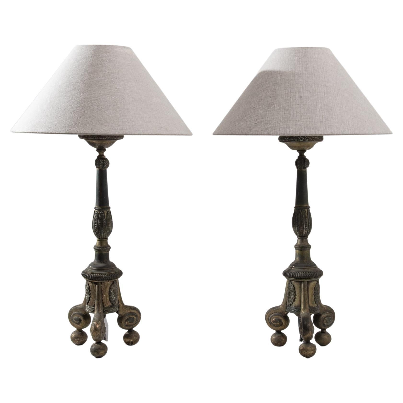 19th Century Wagon Wheel Hub Lamps, Pair at 1stDibs