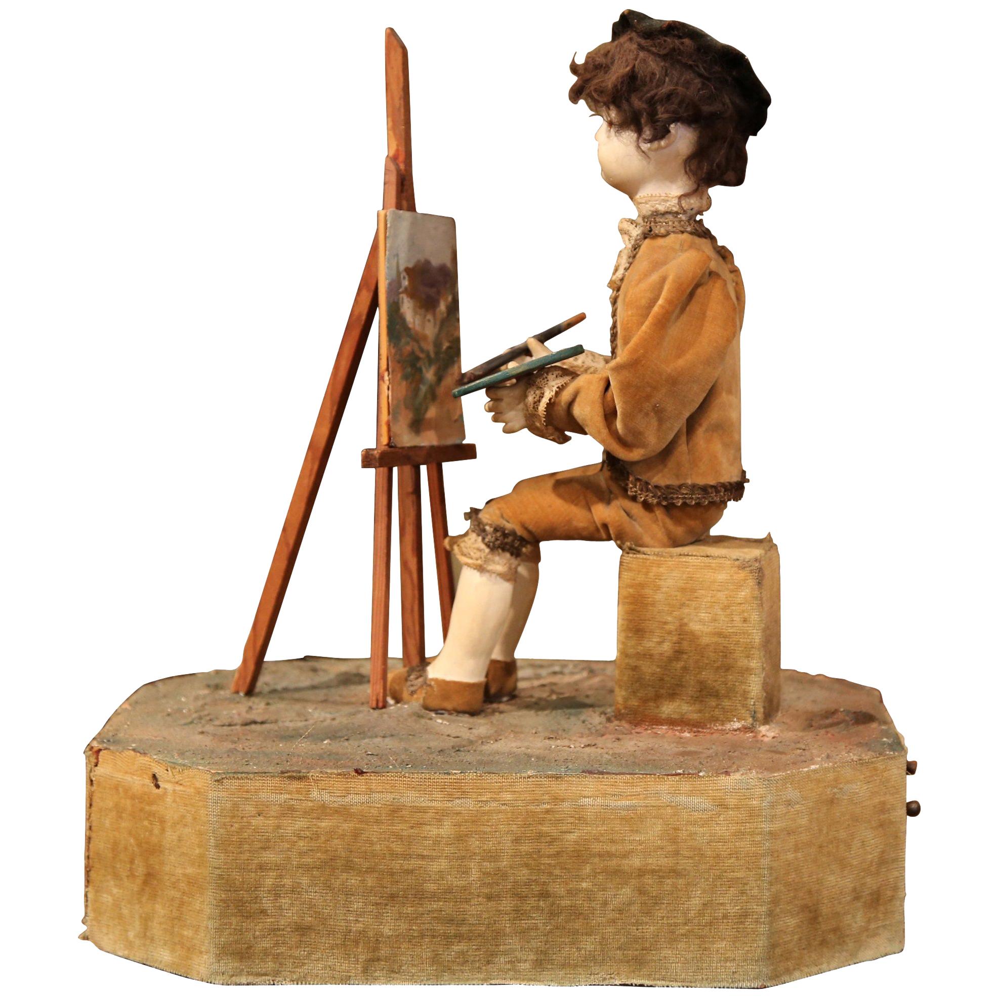 19th Century French Musical Automataton Composition with Painter Figure ...