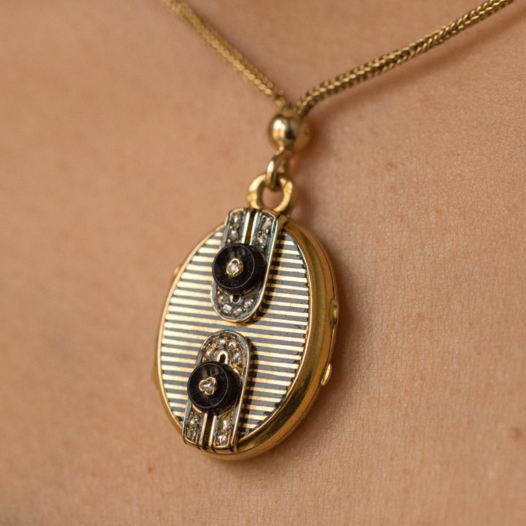 19th Century French Napoleon 3 Diamond Enamelled Locket Pendant ...