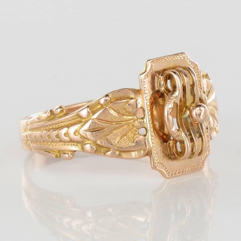19th Century French Napoleon III 18 Karat Rose Gold Promise Engagement ...