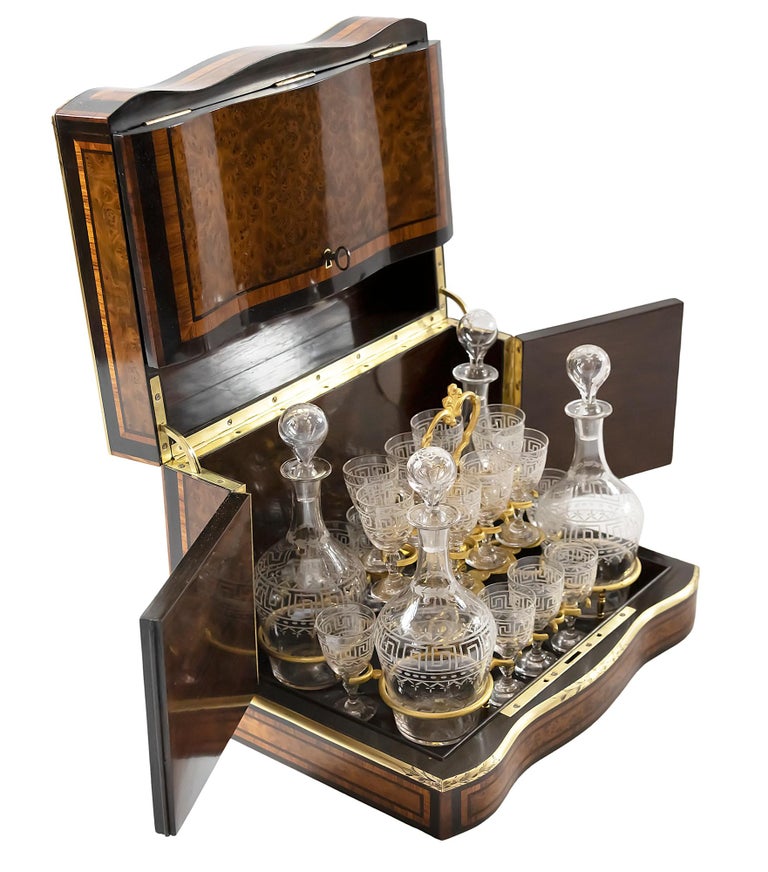 19th Century French Napoleon III Burl Liqueur Cave Box at 1stDibs