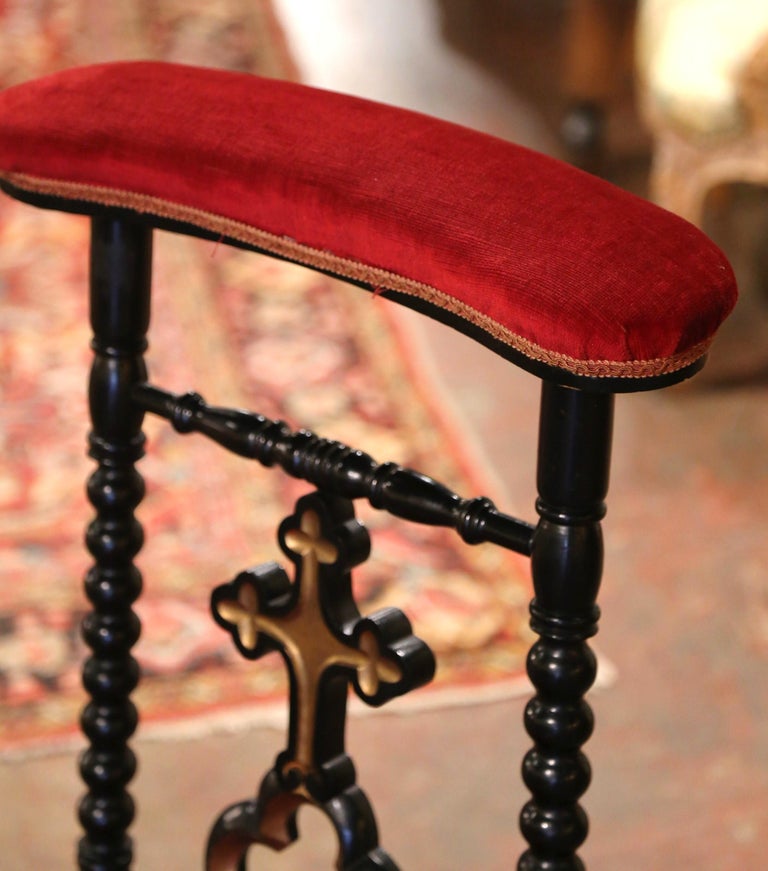 19th Century French Napoleon III Carved and Blackened Prie Dieu Kneeler ...
