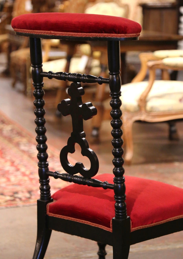 19th Century French Napoleon III Carved and Blackened Prie Dieu Kneeler ...