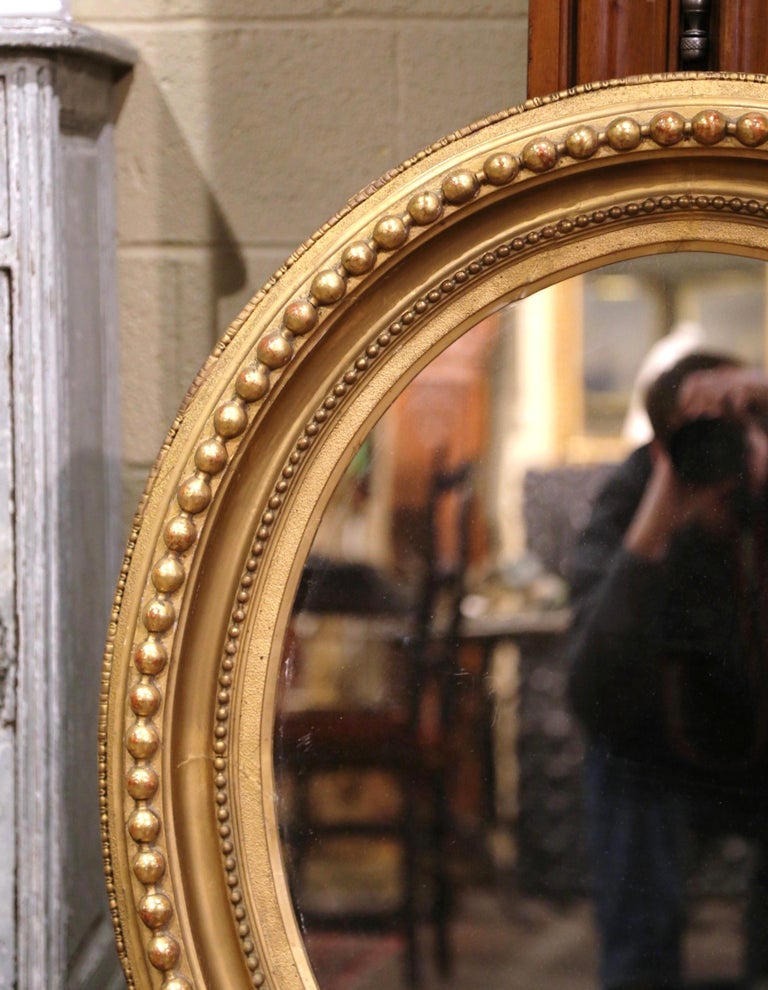 19th Century French Napoleon III Carved Giltwood Oval Wall Mirror For ...